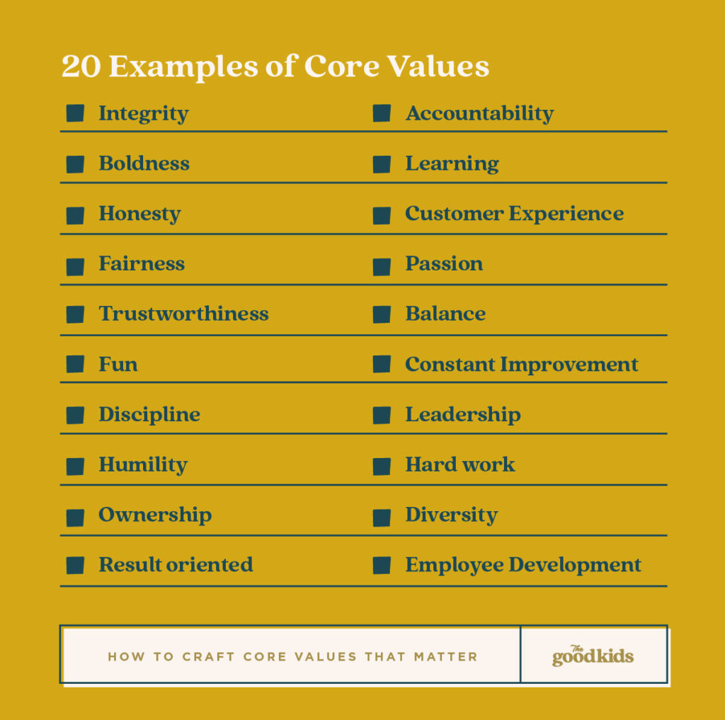 How To Craft Core Values That Matter - The Good Kids